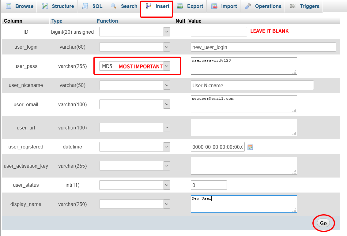 How To Add An Admin User To The Wordpress Database Via Phpmyadmin Learn And Share